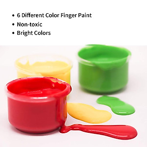Finger Paint for Toddlers Non-Toxic Washable, 6 Bright Colors Painting for Kids DIY Crafts Painting, School Painting Supplies, Gifts for Kids (6 x 35ml)