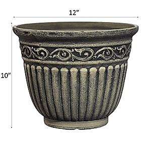 Classic Home and Garden 9475-060 Umbria Planter, 12" Planter, Ivory Ash