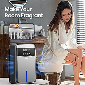 AlohaAir Dehumidifier for Home with Drain Hose, 95 OZ Dehumidifiers for Room, Quiet, Aromatherapy, Timer, Auto Shut-off, Dehumidifiers for Bathroom, Bedroom, Closet, RV & Basement