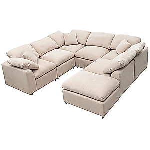 Merax Oversized Modular Sofa with Ottoman L Shaped Corner Sectional, Beige