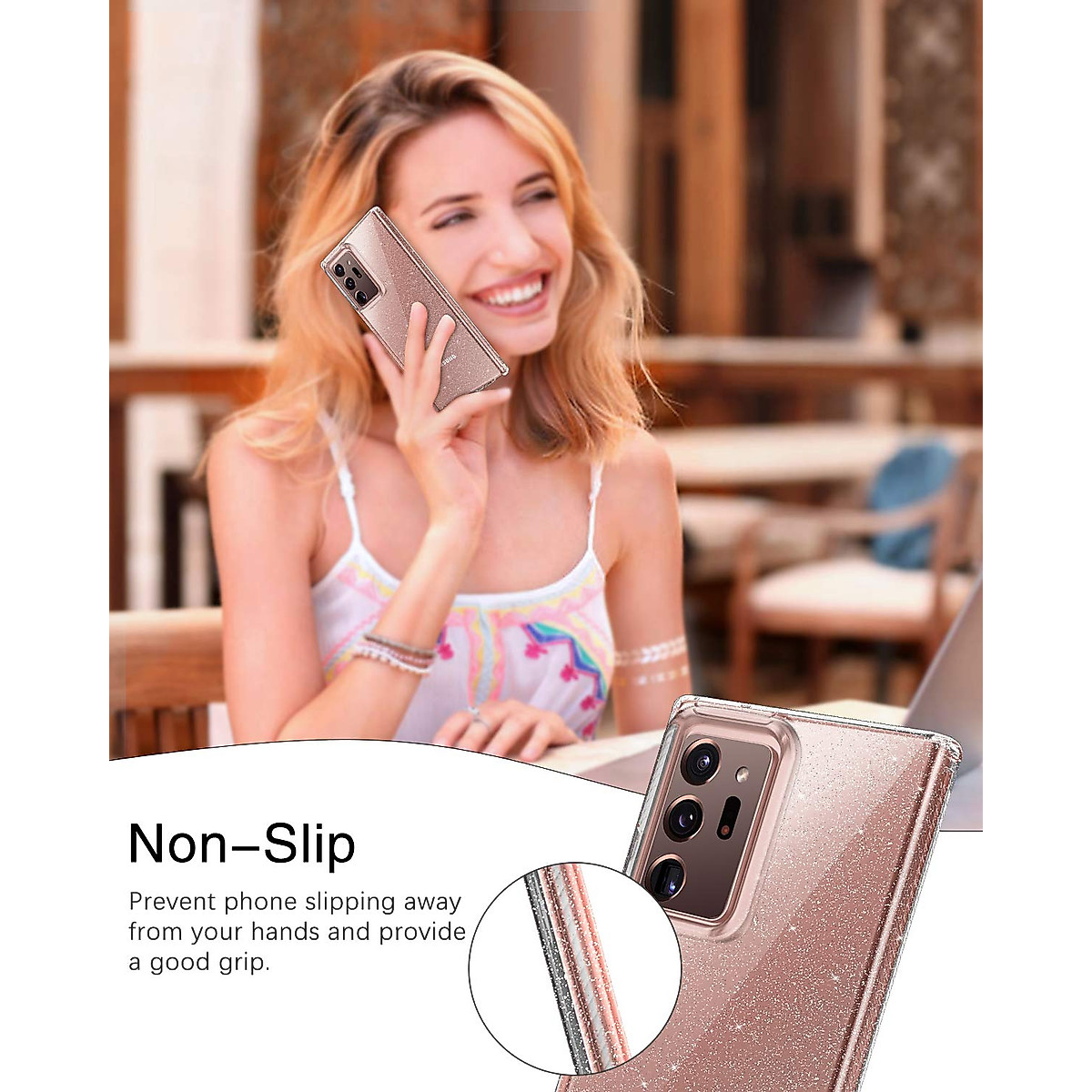 BENTOBEN Note 20 Ultra Case, Clear Glitter Bling Sparkly Slim Soft TPU Rugged Shockproof Protective Bumper Phone Case Cover for Samsung Galaxy Note 20 Ultra 6.9" 5G,Clear Glitter