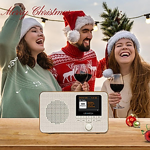 LEMEGA IR1 Portable WiFi Internet Radio,FM Digital Radio,Bluetooth Speaker,Dual Alarms Clock,Sleep Snooze Timer,40 Presets, Headphone-Output,Colour Display,Batteries or Mains Powered – Walnut Finish