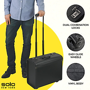 Solo Lincoln Hard Sided Rolling Catalog Case, Black