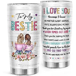 Pawzity Gifts for Best Friends Women Birthday - Mothers Day gifts for friend - Friendship Gifts for Women Friends, Gifts for Friends, Friend Gifts, Bestie Gifts for Women - 20 Oz Bestie Tumbler