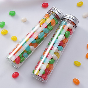 UKCOCO 12 PCS Flat-Bottomed Plastic Clear Test Tubes with Screw Caps Candy Cosmetic Travel Lotion Containers 110ml