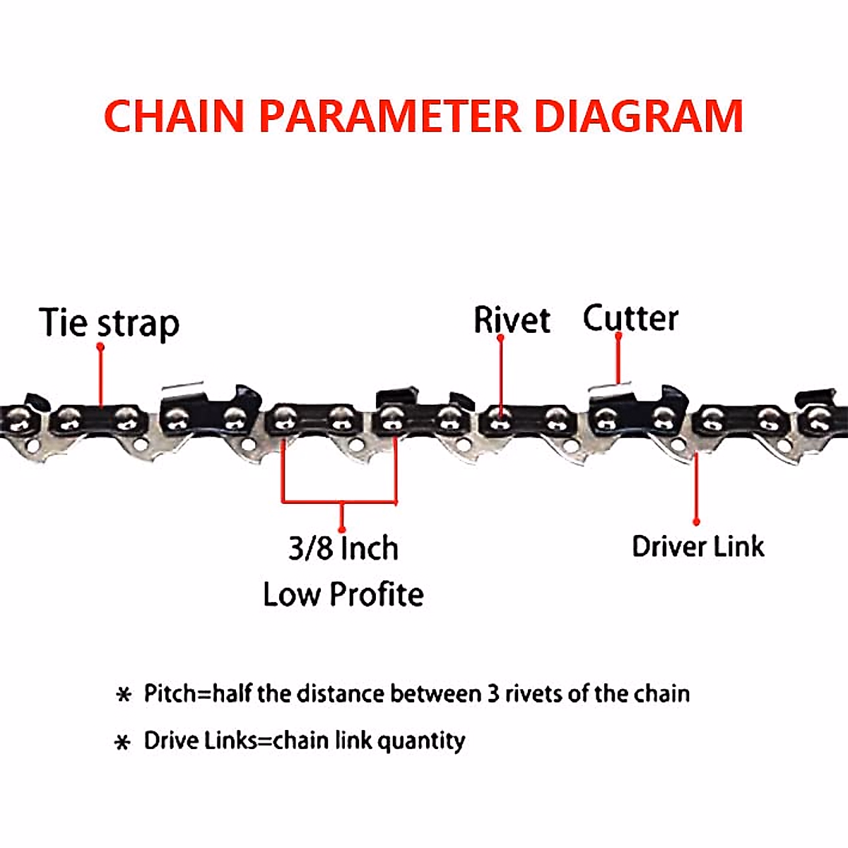 UPFOREST 8 Inch Pole Saws & Chainsaw Chain 3 Pcs S33 .050" Gauge, 3/8" LP pitch, 33 Drive Links Compatible with Chicago SWJ800E SWJ802E Sun Joe Harbor Freight 62896 68862 Earthwise Greenworks and More