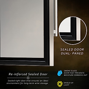 NutriChef PKCWCDS288 Compressor Cooler Refrigerator Cooling System | Large Freestanding Wine Cellar Fridge For Red White Champagne or Sparkling, Glass Door, 28 Bottle Dual Zone-Stainless Steel