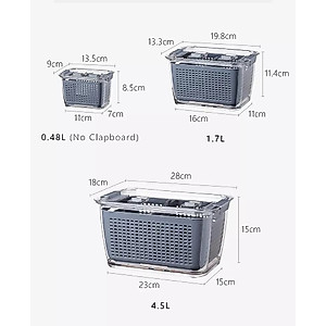 Momo's House 3 Piece Double Drain Basket Containers for Vegetable Fruit Storage Set - BPA-free Draining Crisper with Colander, Fridge Organizers, Storing Fruits Vegetables Meat Fresh Fish