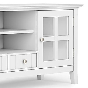 SIMPLIHOME Acadian SOLID WOOD 60 Inch Wide Rustic TV Media Stand in White for TVs up to 65 Inches, For the Living Room and Entertainment Center