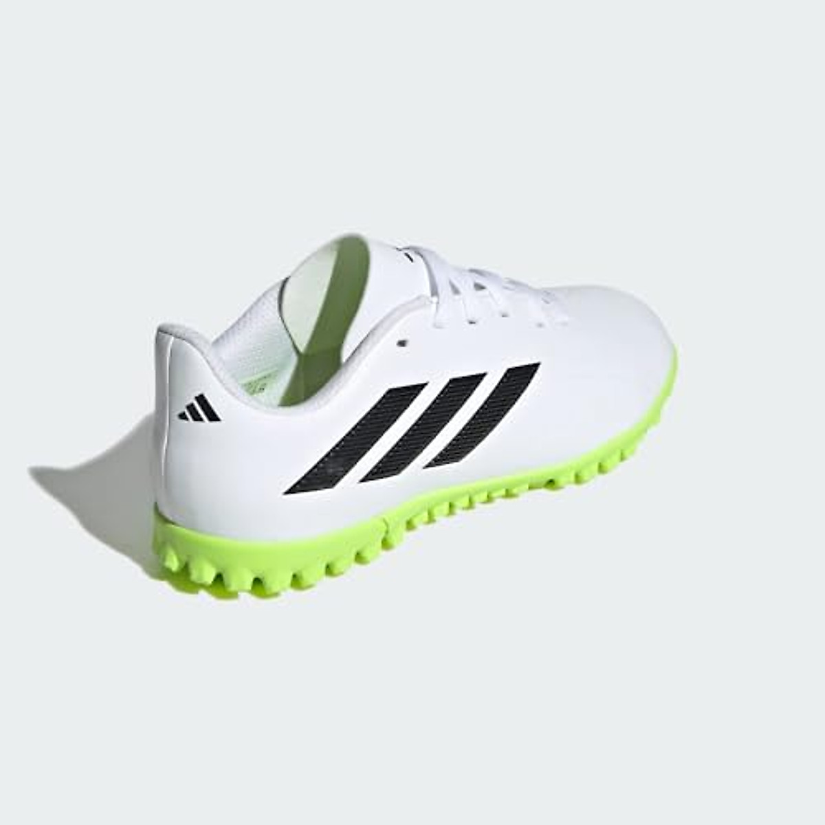 adidas Copa Pure.4 Turf Sneaker, White/Core Black/Lucid Lemon, 5 US Unisex Big Kid