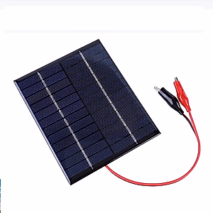 Folgtek 2W 12V Solar Panel DIY Battery Solar Charger Board + Tiger Clip- Perfect for Outdoor Charging Batteries and Low-Power Electronic Products