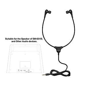 SIMOLIO Wired Noise Isolating Stethoscope Headset with Soft Eartips,Replacement Under-Chin Earphone for Wireless TV Speaker SM-621 SM-621D for Quiet TV Listen