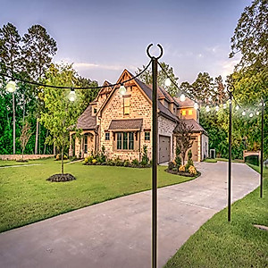 Kincubow String Light Poles, Outdoor String Light Poles for Outside String Lights, 10ft Spiral Screw-in String Light Poles for Patio, Bistro String Light Poles for Backyard Patio Garden Party 2 Packs