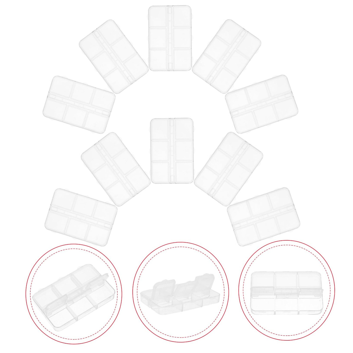 EXCEART 10pcs Nail Art Storage Box Nail Charm Storage Boxes Art Supply Organizer Manicure Case Small Craft Organizers Jewelry Container Rhinestones Holder Plastic Bead Box Strip