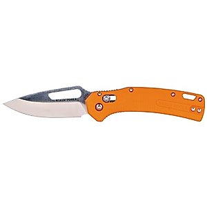 Klein Tools OFK000ORT KTO Resurgence Fishing Pocket Knife, AUS-8 Stainless Steel, Drop Point Blade, Orange Handle, Perfect EDC for Anglers