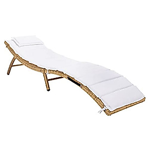 SAFAVIEH Outdoor Collection Carew Natural/White Cushion 3-Piece Chaise Lounge Chair Set with Table (PAT7720D)