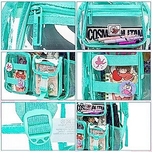 Clear Backpack for Girls Women, Heavy Duty PVC Transparent BookBag, Cute See Through School Bags for Teens Elementary - Green
