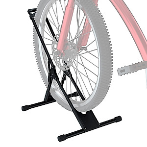 RELIANCER Adjustable Bike Storage Stand,Bicycle Floor Parking Rack,Steady Bike Wheel Holder Fit All Mountain & Road Bikes,Indoor Outdoor Cycling Storage Organizer,Apartment Garage Cycle Tires Holder