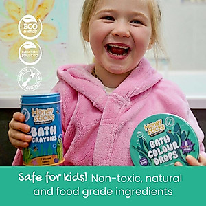 Honeysticks Ultimate Bath Fun Set - Non Toxic Bath Crayons (7 Pack) and Bath Color Tablets (36 Drops) for Hours of Creative Bathtub Fun - Natural and Food Grade Ingredients - Great Gift Set for Kids