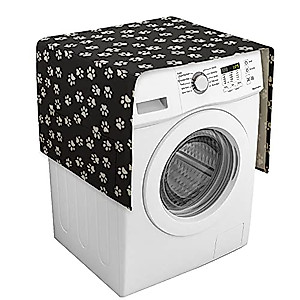 Animal Paw Print Washing Machine Dryer Top Cover Refrigerator Fridge Dust-Proof Cover with Storage Pockets Bags Sunscreen Cover Kitchen Christmas Decor
