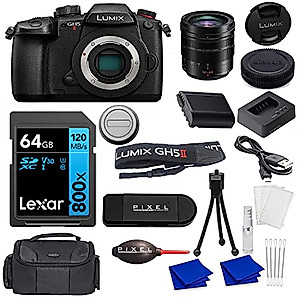 Panasonic LUMIX GH5M2, 20.3MP Mirrorless Micro Four Thirds Camera with Live Streaming, 4K 4:2:2 10-Bit Video, 5-Axis Image Stabilizer, 12-60mm F2.8-4.0 Lens with Rear Lens Cap, Gadget Bag & More