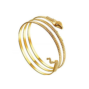 JinYu Metal Snake Armband Swirl Snake Spiral Upper Arm Cuff Armlet Bangle Bracelet Egyptian Costume Accessory for Women Gold