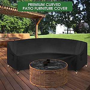 Guisong Curved Patio Furniture Cover for Outdoor Sectional Sofa, Waterproof Curved Outdoor Furniture Cover, Heavy Duty Patio Sectional Couch/Sofa Cover-122" L(Back)/84" L(Front) x 37" D x 38" H