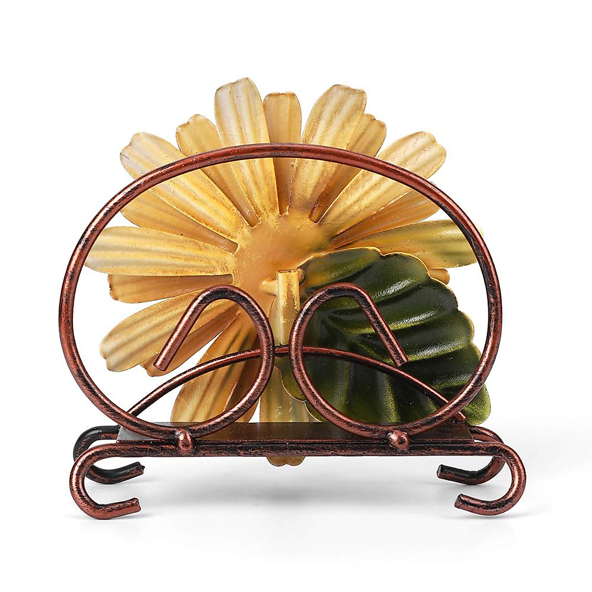 Alvinlite Paper Towel Holder, Sunflower Shape Napkin Holders for Tables, Metal Napkin Storage Cute Tissue Dispenser Cocktail Napkin Stand Perfect for Outdoor Events Kitchen Decor