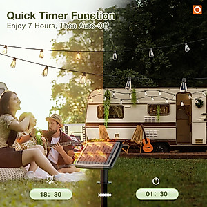 addlon 54(48+6) FT Solar String Lights Waterproof,Patio Lights Solar Powered with Remote & USB Port 15+1 LED Shatterproof Bulbs 3 Light Modes, Dimmable Solar Lights for Camping Backyard Garden