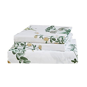 Vaulia Lightweight Microfiber Duvet Cover Set, Floral Print Pattern - King, White /Green Color 3-Piece Set ( 1 Duvet Cover 2 Pillow Shams )