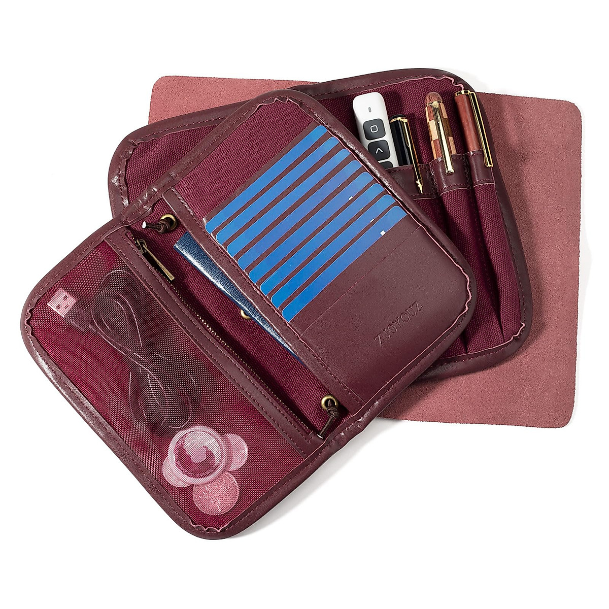 ZUOYOUZ Wallet Women Genuine Leather RFID Blocking Credit Card Holder Bifold Clutch Wallets for Women