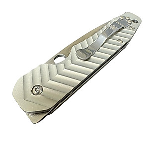 August Engineering Scales for Spyderco Smock Knife C240CFP Compression Lock S30V Classic Texture & Chevron Design (Knife Not Included) AE-1151 AE-1152 (Chevron Aluminum - Silver)