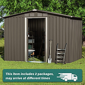 Gotland 8FT x 6FT Metal Storage Shed with Lockable Sliding Doors and Air Vents, Outdoor Utility and Tool Storage for Garden, Backyard, Patio, and Lawn