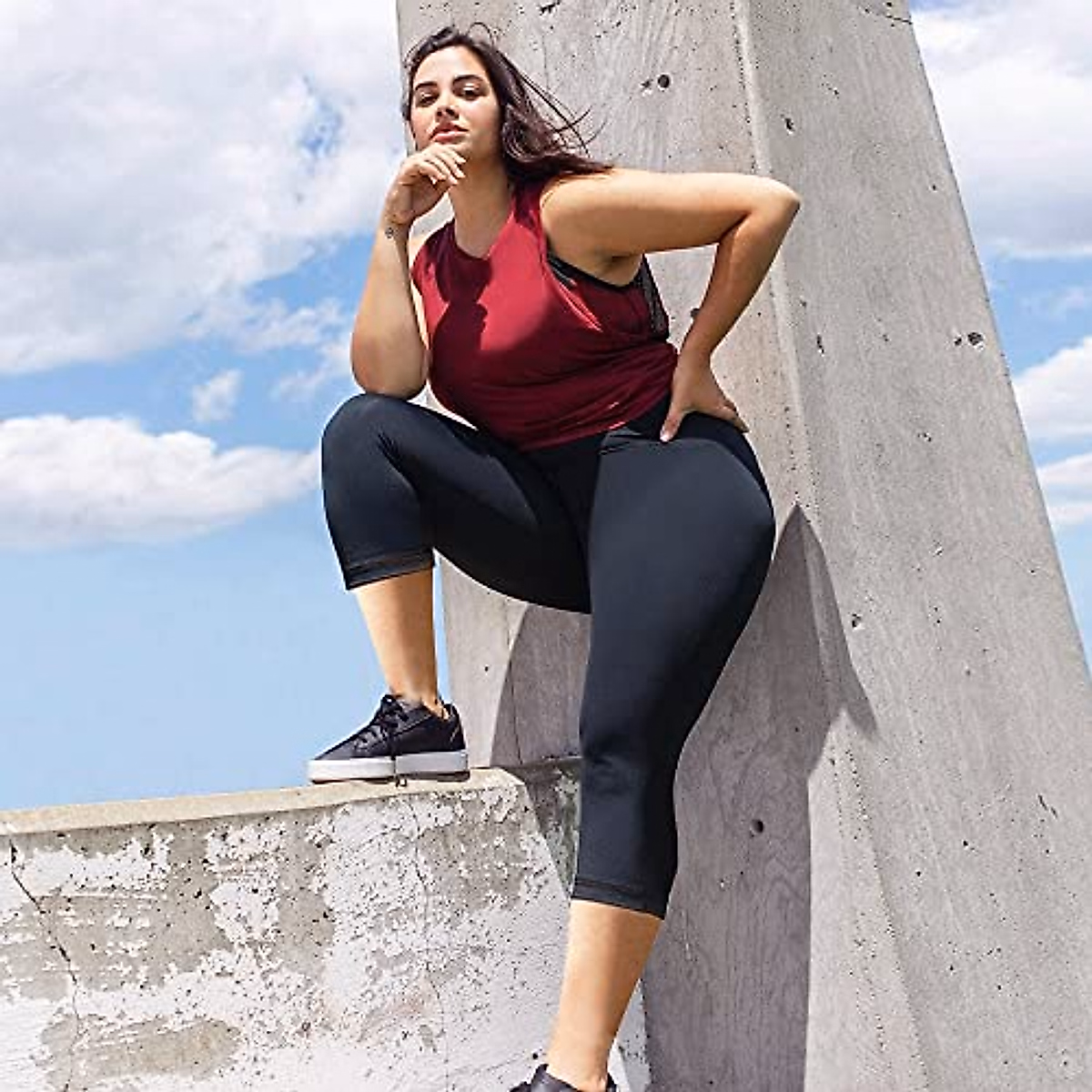 we fleece 3 Pack Plus Size Capri Leggings for Women -Stretchy X-Large-4X Tummy Control High Waist Spandex Workout Yoga Pants