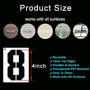 DXCYZ 4 Inch Large Number Stencils Kit 0-9 Address Number Stencils, 10PCS Reusable Plastic Painting Number Templates for Mailbox Signs, Door, Cars