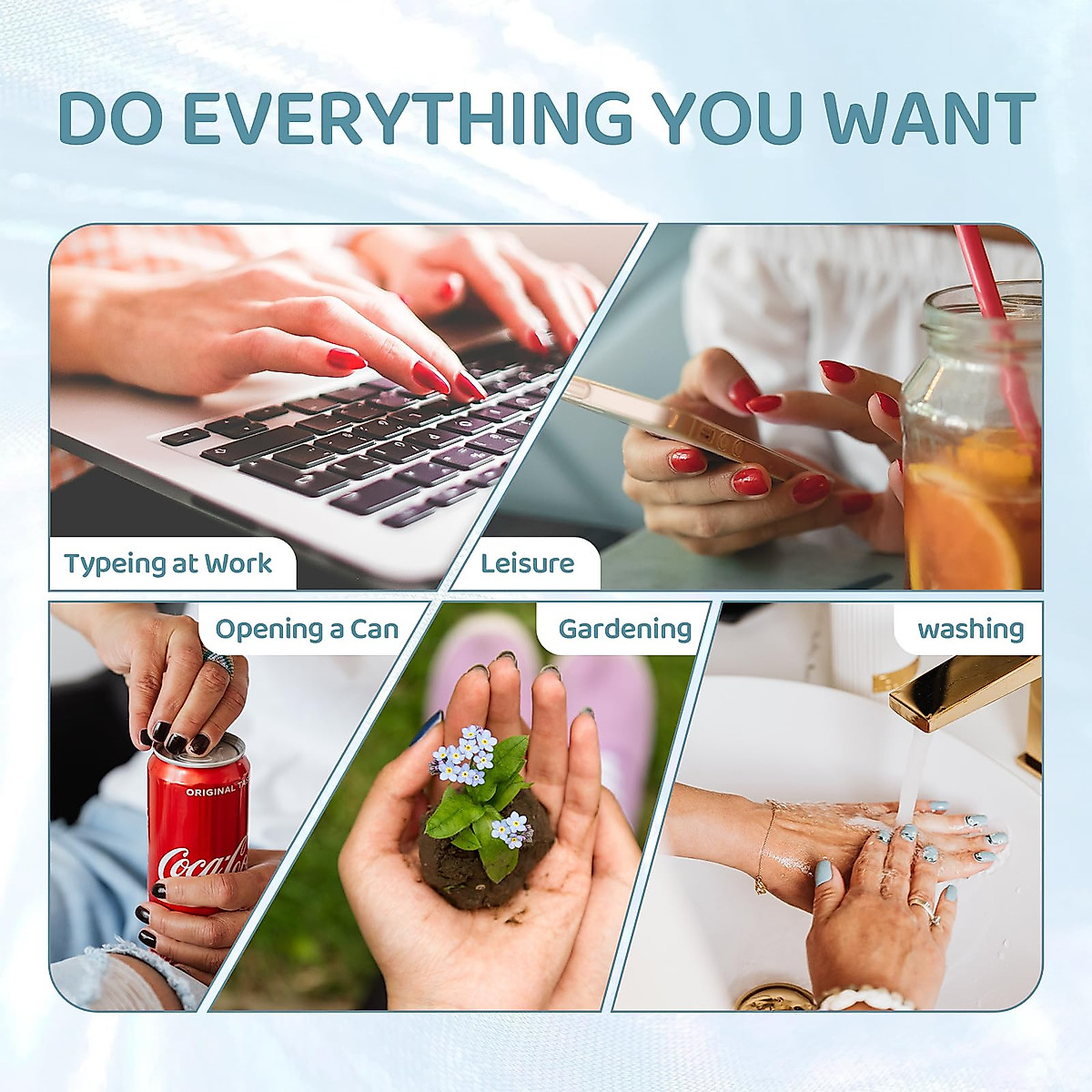 Press on Nails Medium Square False Nails French Tip False Nails Colorful Flower with Designs Acrylic Nails Full Cover Glossy Artificial Nails Reusable Stick on Nails for Women 24Pcs