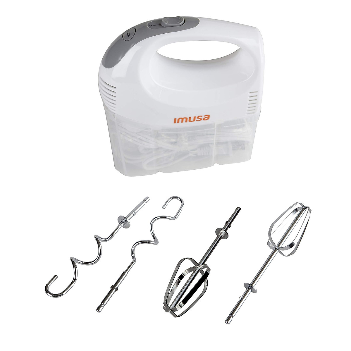 IMUSA USA Hand Mixer with Case 5-Speed ,White, Small