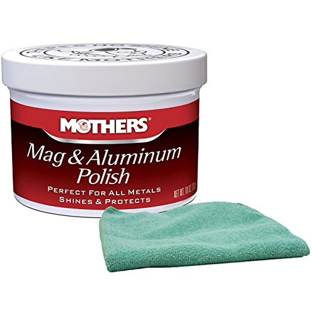 Mothers Mag & Aluminum Polish (10 oz.) Bundle with Microfiber Cloth (2 Items)