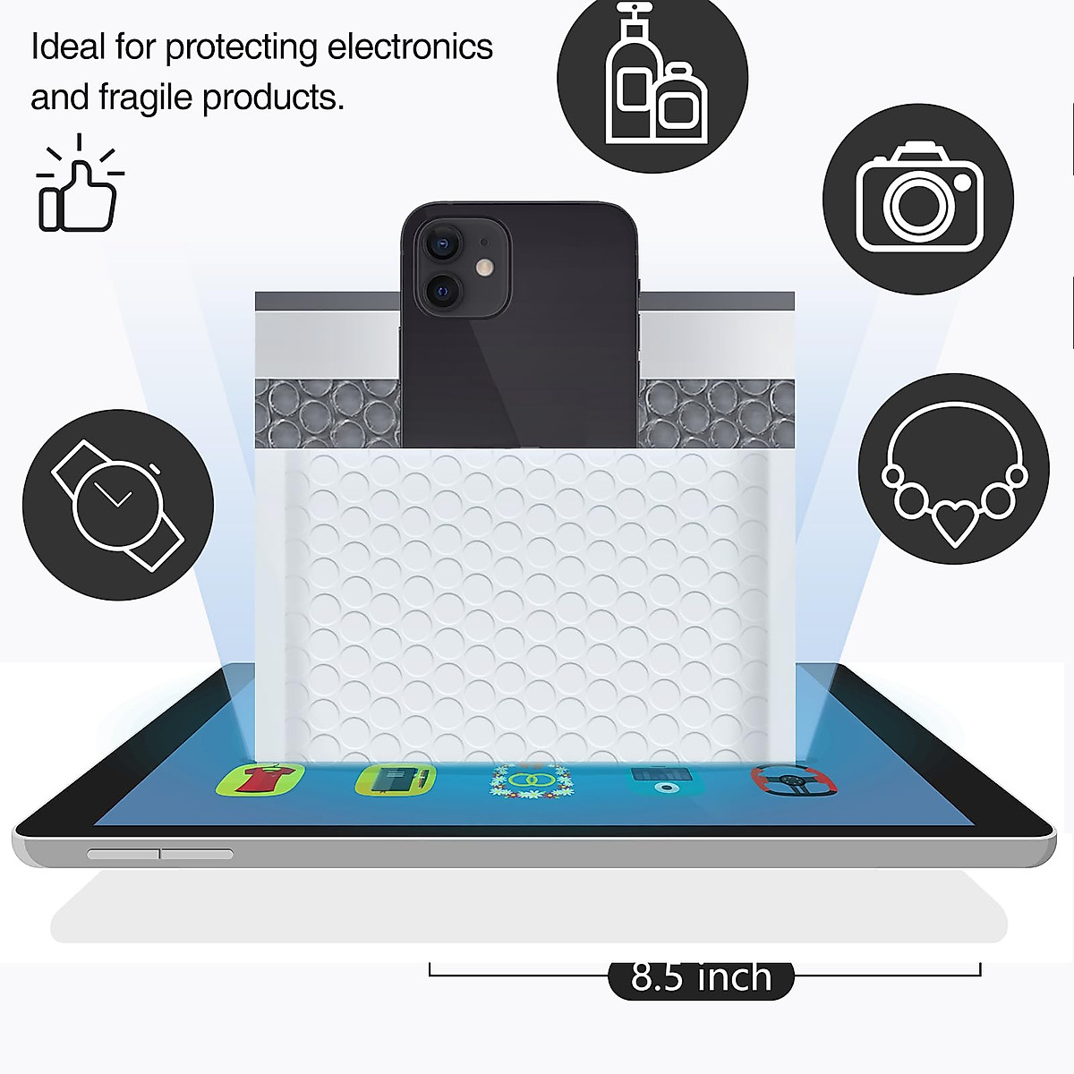 UCGOU Bubble Mailers 8.5x12 Inch White 25 Pack Poly Padded Envelopes #2 Medium Mailing Opaque Packaging Postal Self Seal Waterproof Boutique Shipping Bags for Clothes Makeup Supplies