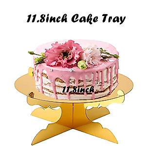 3-Tiered Cardboard Cupcake Stand,Golden Cupcake Stands, Party Cake Stand Tray, Easy Assemble Dessert Holder Paper Cupcake Stands for Party, Wedding, Afternoon Tea, Birthday (Set of 3)