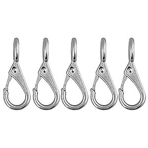 5pcs 304 Stainless Steel Silver Spring Loaded Fixed Eye Boat Snap Hook (0#)