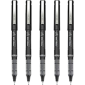 PILOT Precise V7 Stick Liquid Ink Rolling Ball Stick Pens, Fine Point (0.7mm) Black Ink, 5-Pack (26020)