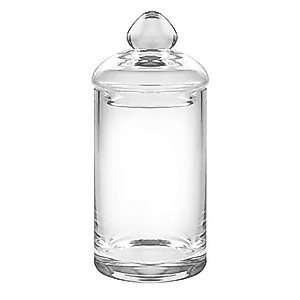 Barski Glass Swab Dispenser - Jar with Cover - Holder - Storage - Canister - for Cotton Tipped Swabs - Q-Tips - for Bathroom - 2.75" D - 5.75" Height (Without Cover is 3.9" H) Made in Europe