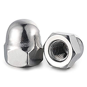 100Pcs M3-0.5 Acorn Hex Cap Nuts, 304 Stainless Steel 18-8，Metric Thread Dome Head Nuts，Plain Finish