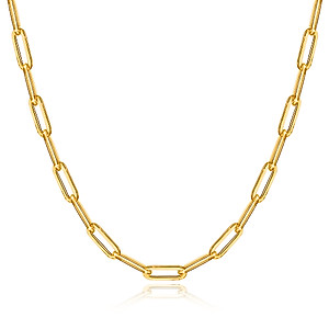 5mm Gold Paperclip Chain Necklace for Women, 20 Inches Gold Chain Necklace for Women Paperclip Chain Necklace for Women Gold Chain 14K Gold Necklace for Women Gold Chain for Women Gold Chain Necklace