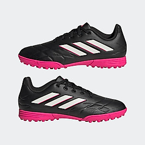 adidas Copa Pure.3 Turf Soccer Shoe, Black/Zero Metallic/Team Shock Pink, 1 US Unisex Little Kid