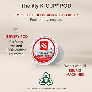 illy Coffee, Dark Roast, K-Cup for Keurig, 100% Arabica Bean Signature Italian Blend, Premium Gourmet Roast Single Serve Drip Coffee