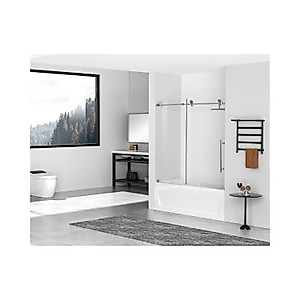 Elegant Kitchen and Bath TD111-6060PCH Frameless tub Door 60 x 60 Polished Chrome