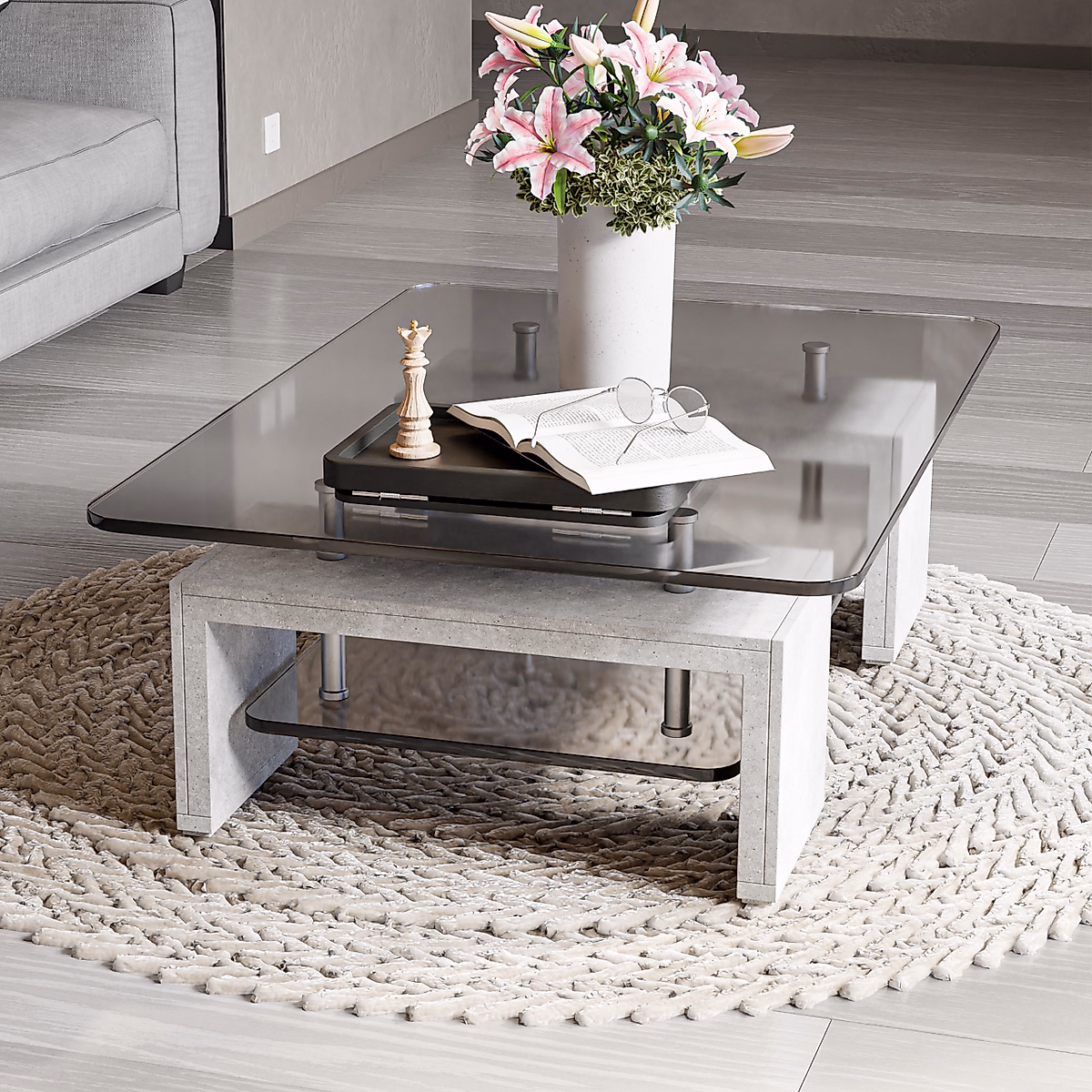 HOLANA Acacia Wood Sofa Armrest Tray -Double Hinge Sofa Arm Tray Table Clip - Couch Arm Table - Wooden Side Tables for Small Spaces for Eating and Drink (Classic, Black)