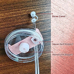 Silicone Spill Proof Stopper Set of 4, Compatible with Stanley Cup 1.0 40oz/ 30oz,Stanley Straw Cover Set Accessories, Including 2 Straw Cover Cap,4 Square Spill Stopper and 2 Round Leak Stopper